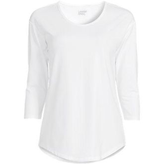 Lands End Fließendes Shirt mit Ballettausschnitt, Damen, Größe:32-34 regular, Weiß, Baumwoll-Mischung/Baumwolle Modal, by Lands End