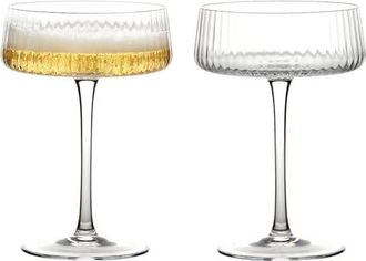 Anton Studio Designs Empire Lot de 2 coupes &agrave; champagne faites &agrave; la main, parfaites pour les f&ecirc;tes de mariage et c&eacute;l&eacute;brations - 250 ml - Transparent - &Eacute;l&eacute;gantes coupes &agrave; c