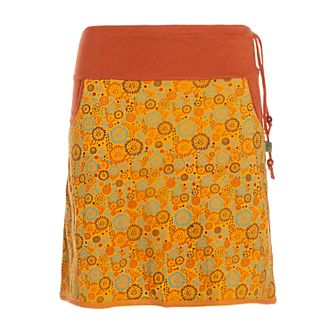 vishes Alternative Bekleidung - Damen Mini-Rock Baumwolle Blumen-Muster Bund zum Schn&uuml;ren mit Taschen gelb 40