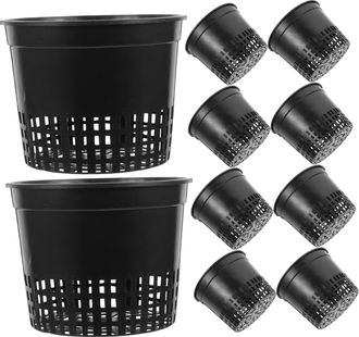 Angoily 10 Stück Netztöpfe Hydroponik 13x13x12cm Wasserkultur Pflanzkorb Net Pot Kunststoff Hydrokultur Töpfe Garten Anlage Mesh Netz Pflanztopf Wachsen Cup P