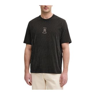A|X Armani Exchange Homme, Tops, Noir, Taille: S T-shirt &agrave; Manches Courtes en Coton Ray&eacute; avec Col Rond