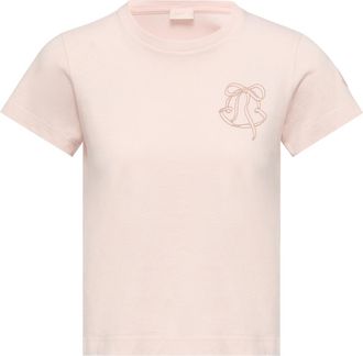 Moncler Moncler T-shirt En Coton &Agrave; Logo Brod&eacute;, Femme, Rose, Taille: Xl