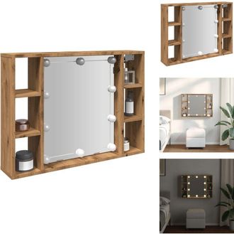 vidaXL Armoire à miroir avec led chêne artisanal 76x15x55 cm - Armoire De Toilette - Armoires De Toilette - Armoire De Toilette led - Armoire De Toilette De