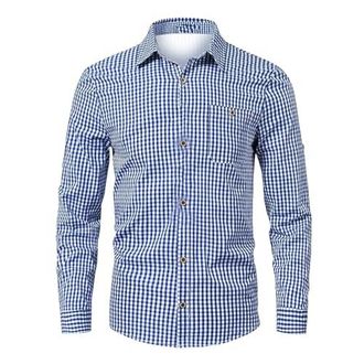 Generic Chemise boutonn&eacute;e pour homme, grande et haute, &agrave; manches longues, col &agrave; revers, chemises ray&eacute;es, l&eacute;g&egrave;rement ajust&eacute;e, chemise d&eacute;contract&eacute;e tendance, ha