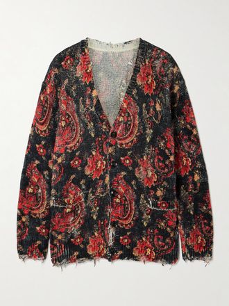 R13 Boyfriend Cardigan Aus Bedruckter Baumwolle Mit Distressed-details - Mehrfarbig