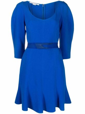Stella McCartney robe ceintur&eacute;e &agrave; manches bouffantes - Bleu