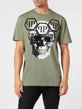 Philipp Plein T-shirt en coton avec imprim&eacute; Skull et logo Hexagon en strass