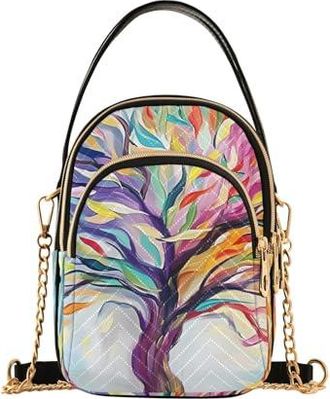 Mnsruu Sac à bandoulière pour femme - Motif arc-en-ciel - Life of Tree Plant Sling - Petit sac à bandoulière avec sangle réglable