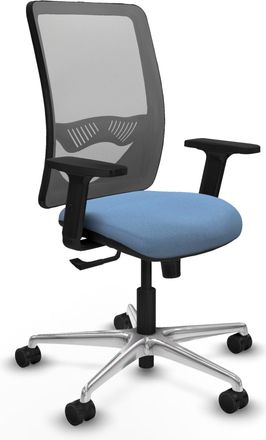 Piqueras y Crespo B&uuml;rostuhl, ideal zum Arbeiten mit 2D-Armen, h&ouml;henverstellbare Lendenwirbelst&uuml;tze, ausgestattet mit 3 Positionen und Schneideschaum, Grau/Himmelblau