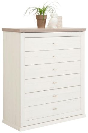 Homin Kommode, Grau, Weiß, Metall, 6 Schubladen, 95x115x43 cm, Typenauswahl, Beimöbel erhältlich, Wohnzimmer, Kommoden & Sideboards, Kommoden