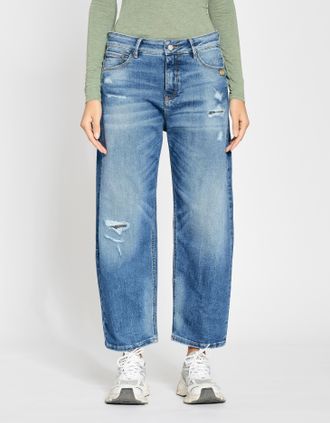 Gang 5-Pocket-Jeans GANG 94IDA, Damen, Gr. 26, N-Gr, blau (worn blau dusk), Denim/Jeans, Obermaterial: 90% Baumwolle, 6% Polyester, 4% Elasthan, Destroyed-