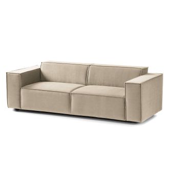 Studio Copenhagen home24 2,5-Sitzer Sofa Beige/Beige Samt Shyla 223 x 70 x 96cm Keine Funktion Glamour