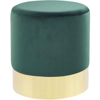 Beliani Beliani - Pouf Moderne et Glamour &oslash; 39 cm en Velours Vert Fonc&eacute; et Base Dor&eacute;e Sophia