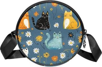 Generic Petit sac &agrave; bandouli&egrave;re circulaire pour femme, petit sac &agrave; bandouli&egrave;re avec fermeture &eacute;clair, bretelles r&eacute;glables, sac &agrave; main rond d&eacute;contract&eacute; pour fe