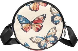 Generic Petit sac &agrave; bandouli&egrave;re circulaire pour femme, petit sac &agrave; bandouli&egrave;re avec fermeture &eacute;clair, bretelles r&eacute;glables, sac &agrave; main rond d&eacute;contract&eacute; pour fe