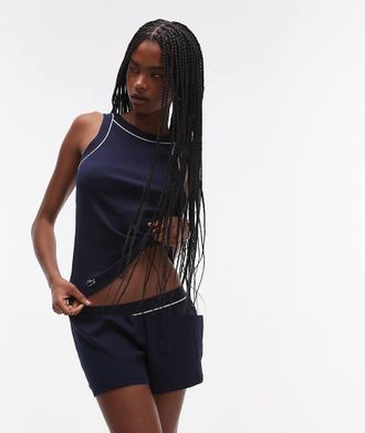 Lacoste Ensemble de pyjama avec short et débardeur - Bleu marine