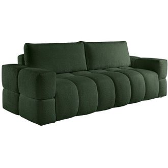 Vente-Unique Vente-unique - Canap&eacute; 3 places convertible en tissu bouclette vert issoro ii