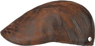 Lierys Casquette Plate en Cuir Classic Homme - Made in Italy Gavroche avec Visiere, Doublure Hiver Automne Printemps Ete Printemps-ete - 61 cm Marron