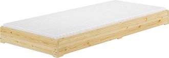 Erst-Holz Niederflurbett G&auml;stebett 90x200 Kiefer lackiert Bodenbett Stapelbett mit w&auml;hlbarem Zubeh&ouml;r V-60.69K-09Rollrost und Matratze inkl