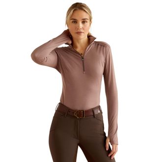 Ariat Womens Cheviot 1/4 Zip Baselayer Top Long Sleeve in Twilight Mauve, Size X-Large, by Ariat