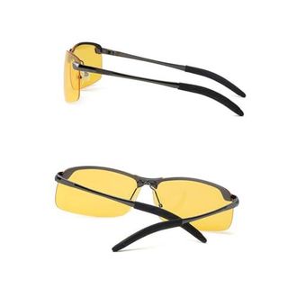 BESPORTBLE Lunettes De Nuit Polaris&eacute;es Conduite, Monture M&eacute;tal, Verres Anti-reflets Jaunes, Unisexes, Protection &Eacute;blouissement, Confort Visuel, Usage Automobile 