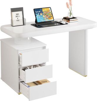 Liberte Bureau Moderne Blanc - Design Nuage - 117x50x74cm - 3 Tiroirs - Laqué