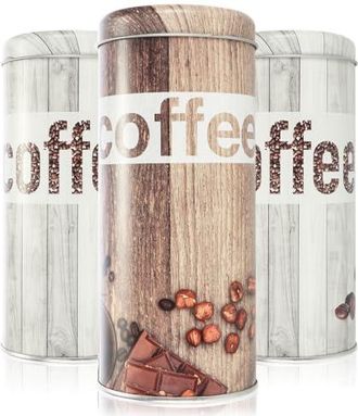 Com-Four 3X bo&icirc;te &agrave; dosettes de caf&eacute; - bo&icirc;te m&eacute;tallique pour dosettes de caf&eacute; - r&eacute;cipient de Rangement avec Couvercle pour caf&eacute;, th&eacute;, Biscuits (3 pi&egrave;ces - Nost