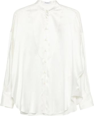 Brunello Cucinelli band-collar blouse - Nude