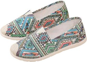 Minetom Espadrilles Femmes Filles Été Chaussures en Toile Casual Imprimé Confortable Pantoufles Chaussures Plates A Vert 38 EU