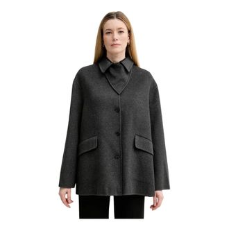 Nanushka Femme, Vestes, Gris, Taille: 42 FR Veste en laine &agrave; col contrastant