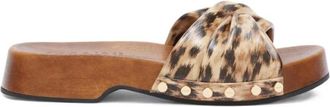 Ganni Femme, Chaussures, Brun, Taille: 38 EU Sabots Bas avec Bande Animalier