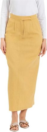 Kocca Femme, Jupes, Jaune, Taille: 40 FR Jupe taille haute en lin, coton et ramie avec poches