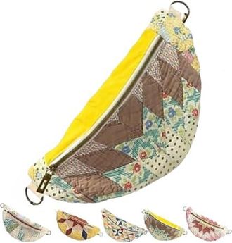 Generic Vintage-Inspired Patchwork Quilted Sling Bag, Womens Patchwork Bag, Bohemian Fabric Shoulder for Hiking Running Jogging (B)