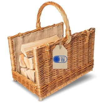 Creative Home Gro&szlig; Kaminkorb Holzkorb Kaminholzkorb Rattan | 45 x 30 x 47 cm | Aufbewahrung Rechteckig Weidenkorb f&uuml;r Kaminholz/Holz | Braun Dick Weide Feuerholzkor