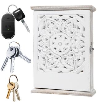 Generic Schl&uuml;sselaufbewahrungsbox Vintage Gravur - Schl&uuml;sselbrett Wandmontage mit 6 Haken, Schl&uuml;sselbox aus Holz | Schl&uuml;sselhalter f&uuml;r Flur, Eingangsbereich, 