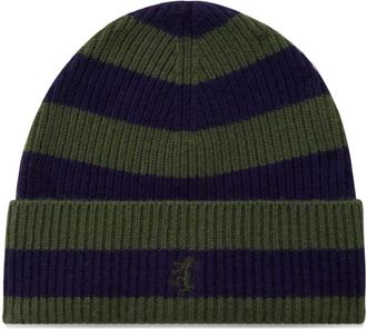 Pringle Of Scotland Gestreifte Kaschmirmütze - Blau
