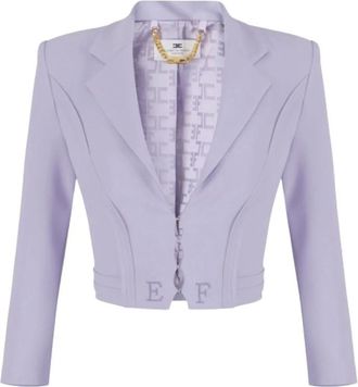 Elisabetta Franchi Femme, Vestes, Violet, Taille: 40 FR Veste en Cr&ecirc;pe Stretch Double &Eacute;paisseur