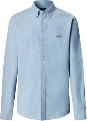 Fa&ccedil;onnable Chemise col am&eacute;ricain en denim de coton