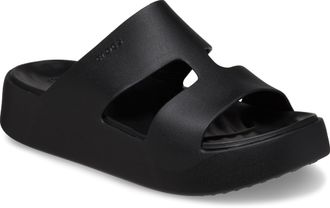 Crocs Badepantolette CROCS Getaway Platform H-Strap, Damen, Gr. 41, schwarz, Croslite, Schuhe, Sommerschuh, Schlappen, Badeschuh, Poolslides, weiche Innenso