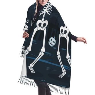 Generic Cr&acirc;ne Fant&ocirc;me Et Squelette DHalloween Femme Scarf Longue Ch&acirc;le Wrap &Eacute;l&eacute;gant Etole Pour Cadeau Soir&eacute;e Mariage Automne