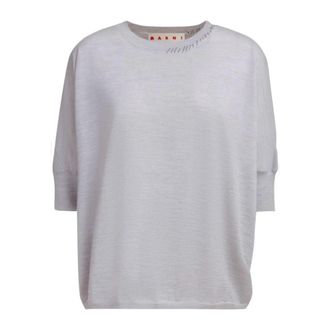 Marni Grauer Strickpullover mit Logo-Kragen - - Knitwear - Damen - Grau - XS