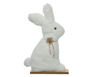 Decoris Osterhase Deko Aufsteller 40cm Pl&uuml;sch Holz Osterdeko Dekofigur Hase Fr&uuml;hling wei&szlig;