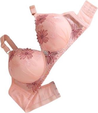 Generic Soutien-gorge push-up brod&eacute; fin respirant avec dos pour femme 2026, rose clair, 68