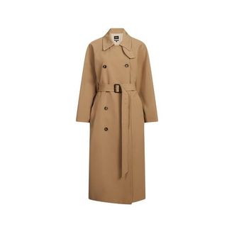 A.P.C. Trench uni en laine et coton m&eacute;lang&eacute;s