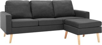 vidaXL Vidaxl - Canapé à 3 places avec repose-pied Gris foncé Tissu