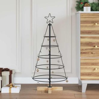 Festnight Weihnachtsbaum Metall Kegelform Schwarz 90 cm Tannenbaum Metallgestell Weihnachtsdeko Innen Christbaum Gestell Metallbaum DIY Weinachtsdekorationen Ch