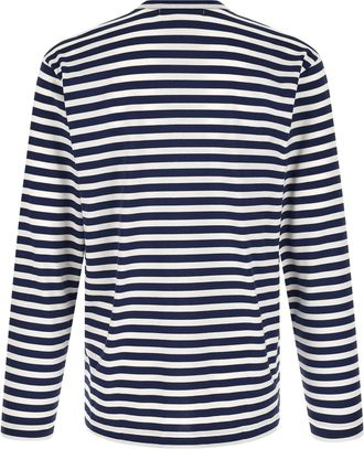 Comme Des Gar&ccedil;ons Striped Heart-Embroidered T-shirt - Navy