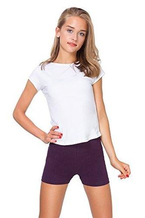 FUTURO FASHION Short Moulant de Yoga - Coton très Doux/Extensible - Tailles 36 à 50 - PSL5 - Prune - 38