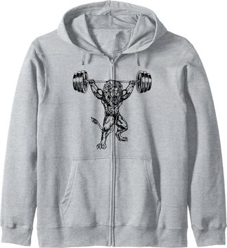 Seembo Lion Gewichtheberhanteln Fitness Tier Gym Workout Kapuzenjacke