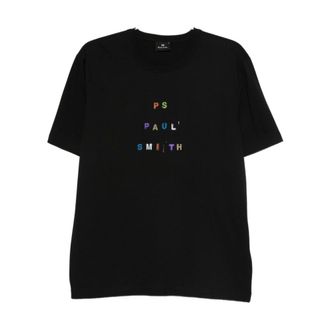 Paul Smith Homme, Tops, Noir, Taille: L T-shirt noir avec logo en coton